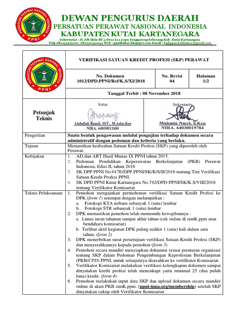 Revisi 4 Juknis Verifikasi Skp-1-New | PDF