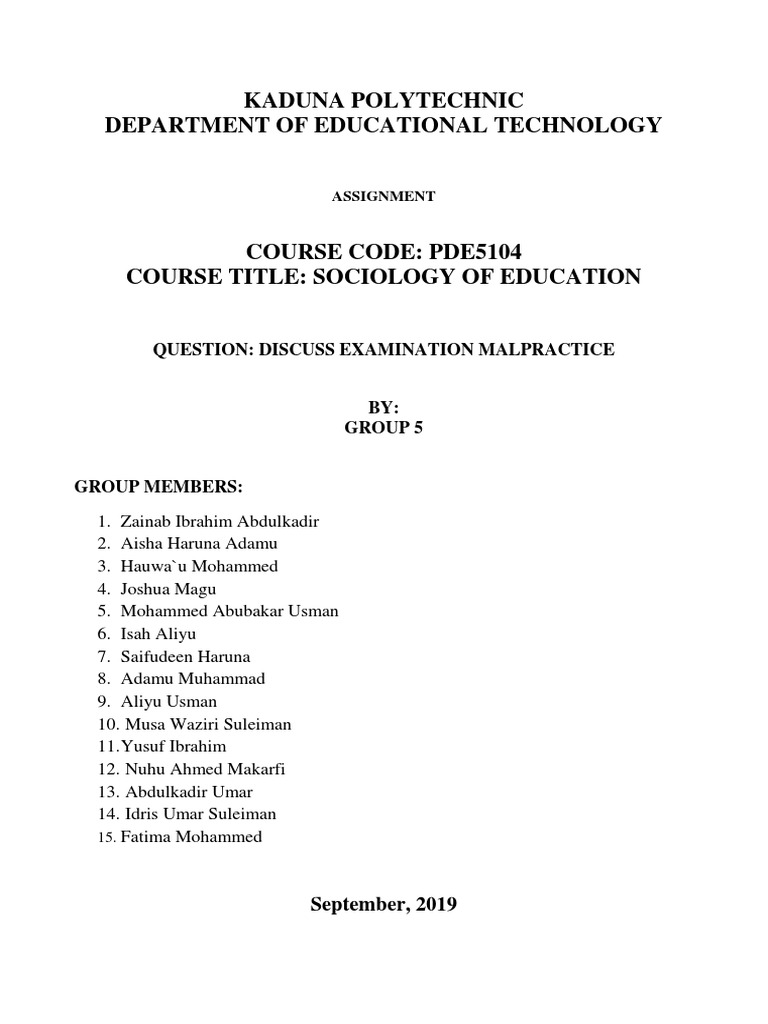 Exam Malpractice Assignment | PDF | Test (Assessment) | Standardized Tests