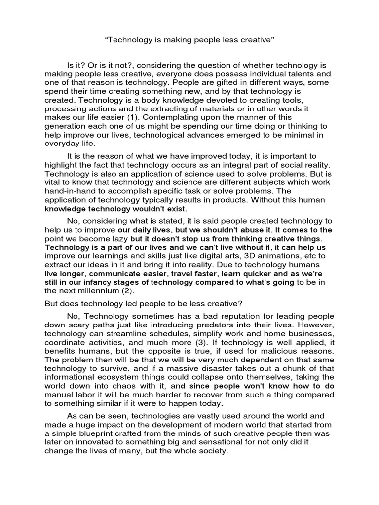 Technology Is Making People Less Creative | PDF | Reason | Knowledge