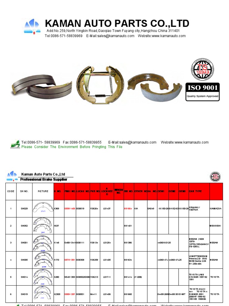 Brake Shoes Catalog | PDF