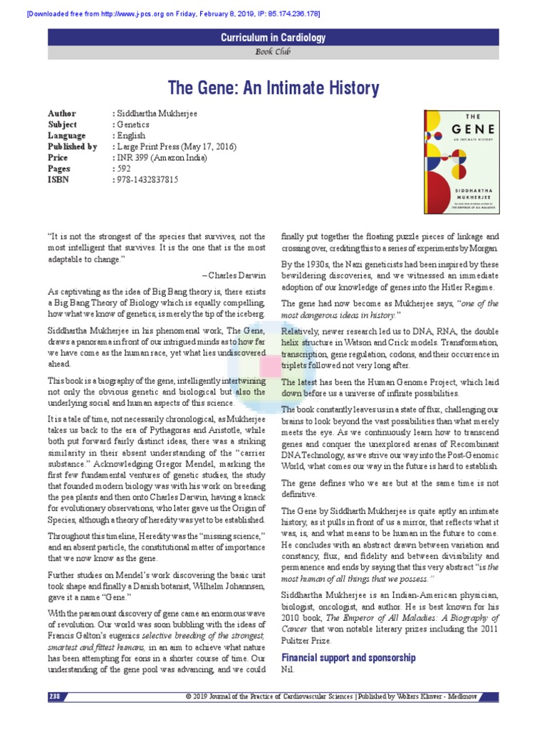 The Gene An Intimate History | PDF | Genetics | Gene