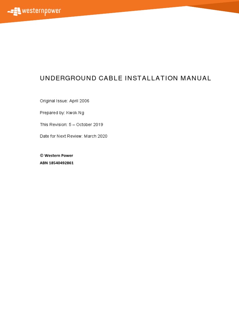 Underground Cable Installation Manual | PDF | Road | Electricity
