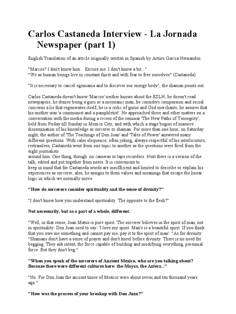 Carlos Castaneda Interview | PDF