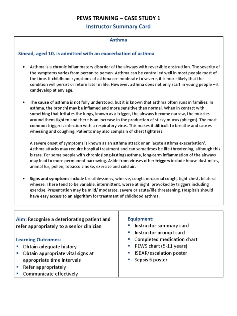 Pews Case Study Asthma PDF | PDF | Asthma | Cough