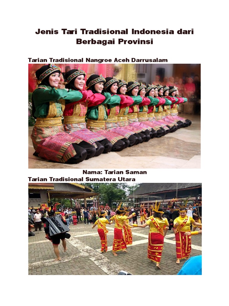 Jenis Tari Tradisional Indonesia Dari Berbagai Provinsi | PDF