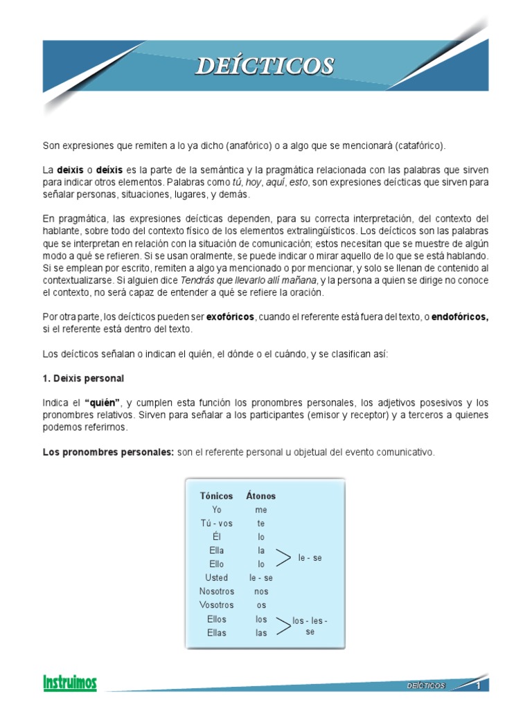 DEÍCTO | PDF | Semántica | Tipología Lingüística