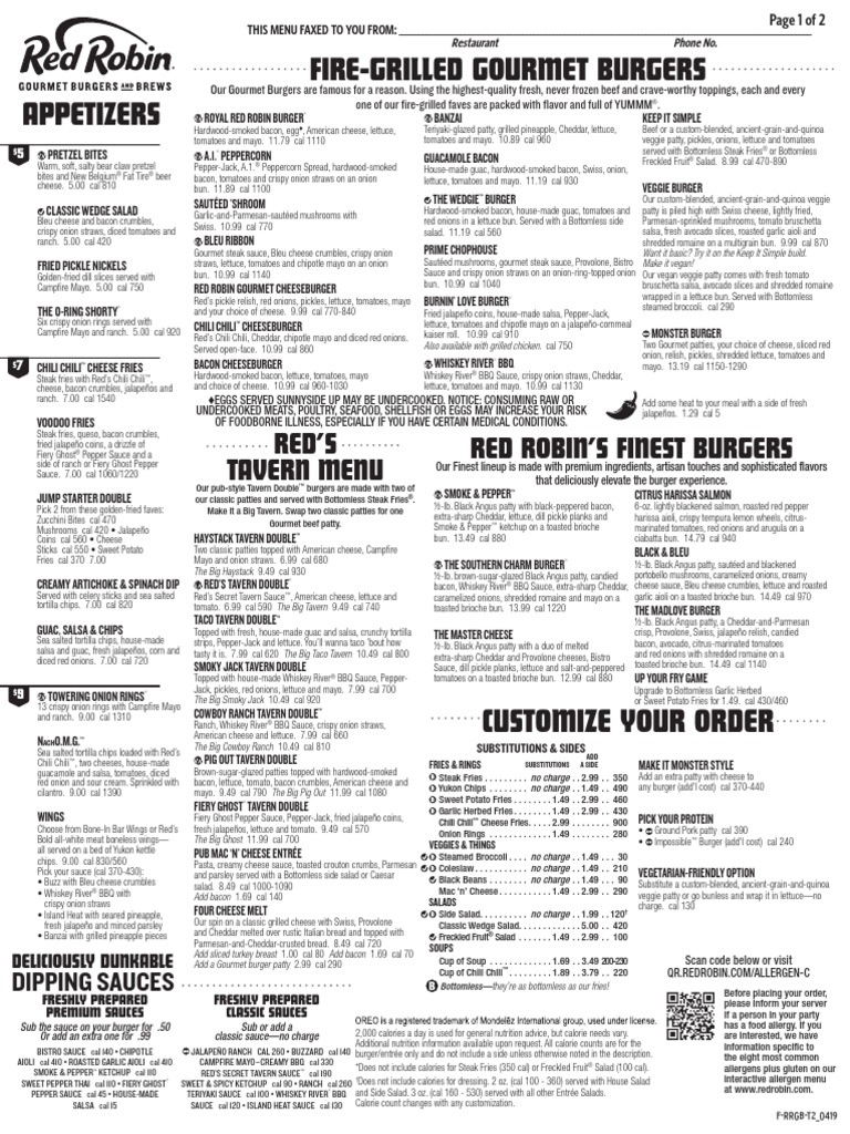 Red robin prices store