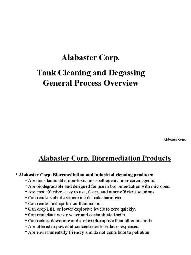 Alabaster Corp. Tank Cleaning and Degassing General Process Overview ...