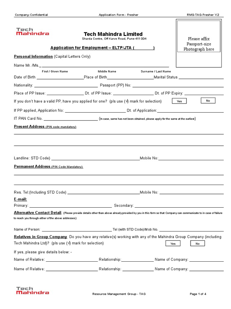 Tech M Application Form | PDF | Learning