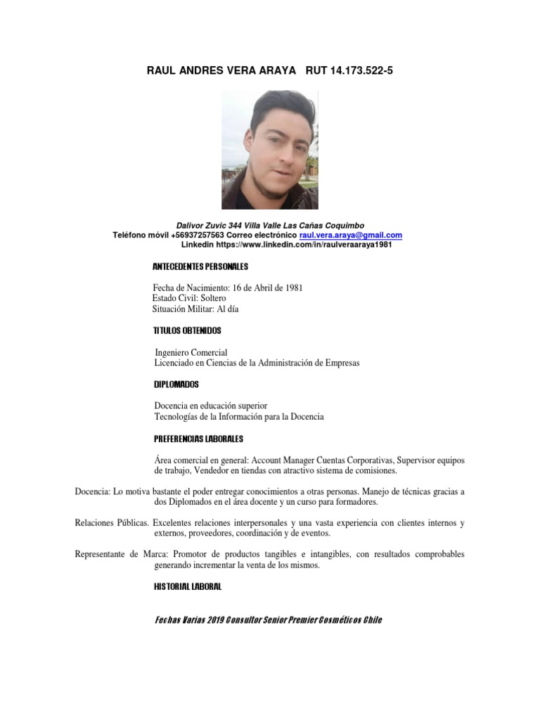 Hoja de Vida Actualizada Hasta Noviembre 2018 La Serena | PDF | Centro de llamadas | Economias