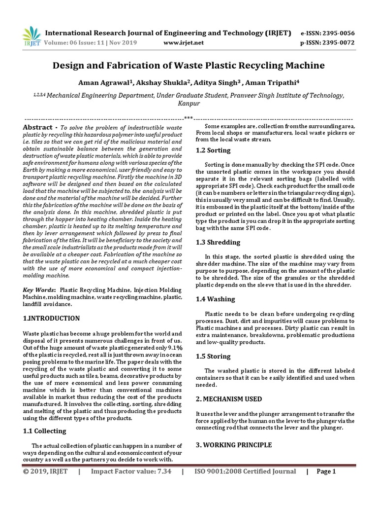 Research Paper | PDF | Recycling | Plastic