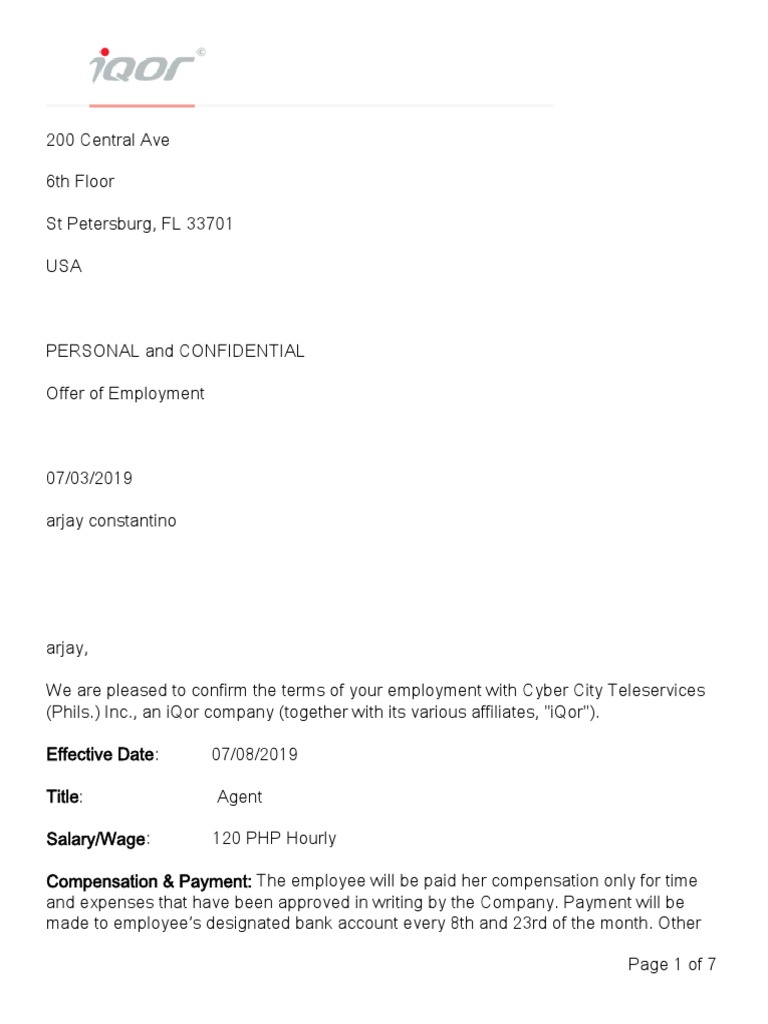 OfferLetter PDF | Download Free PDF | Employment | Confidentiality