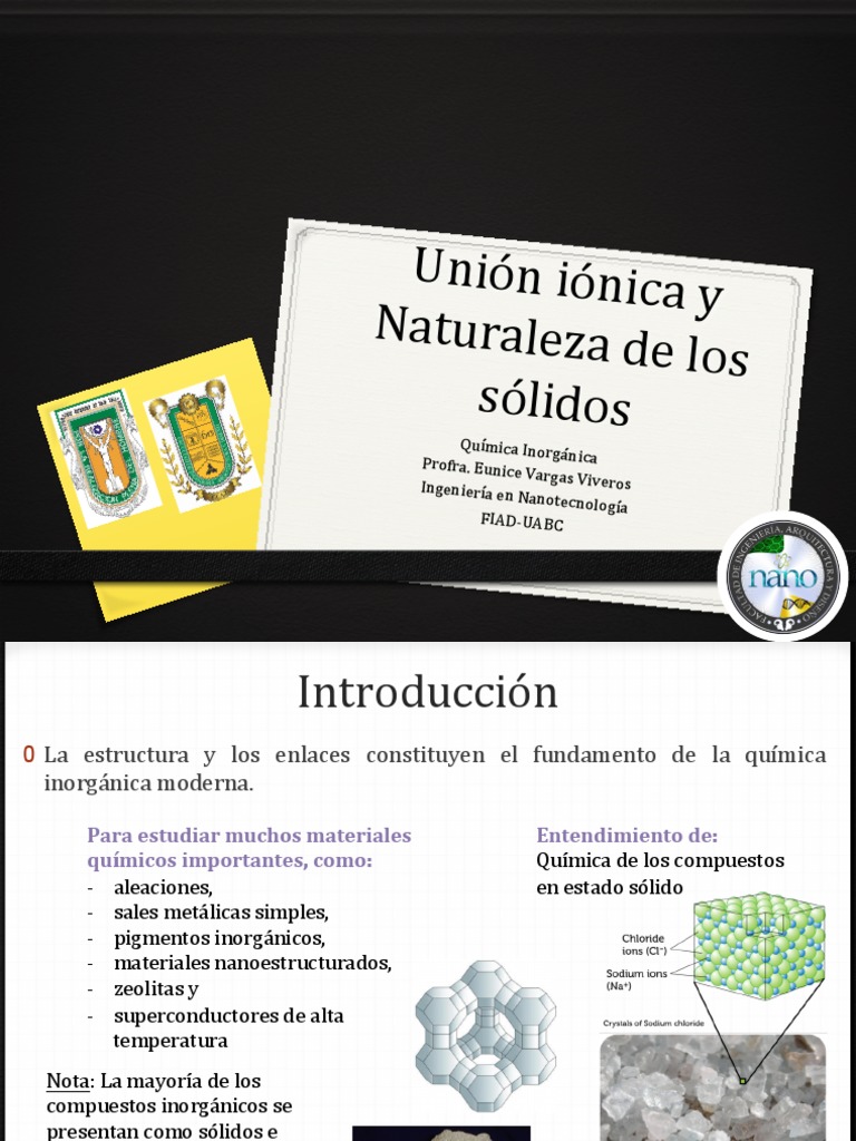 1 Unión Iónica y Naturaleza de Los Sólidos PDF | PDF | Enlace iónico ...