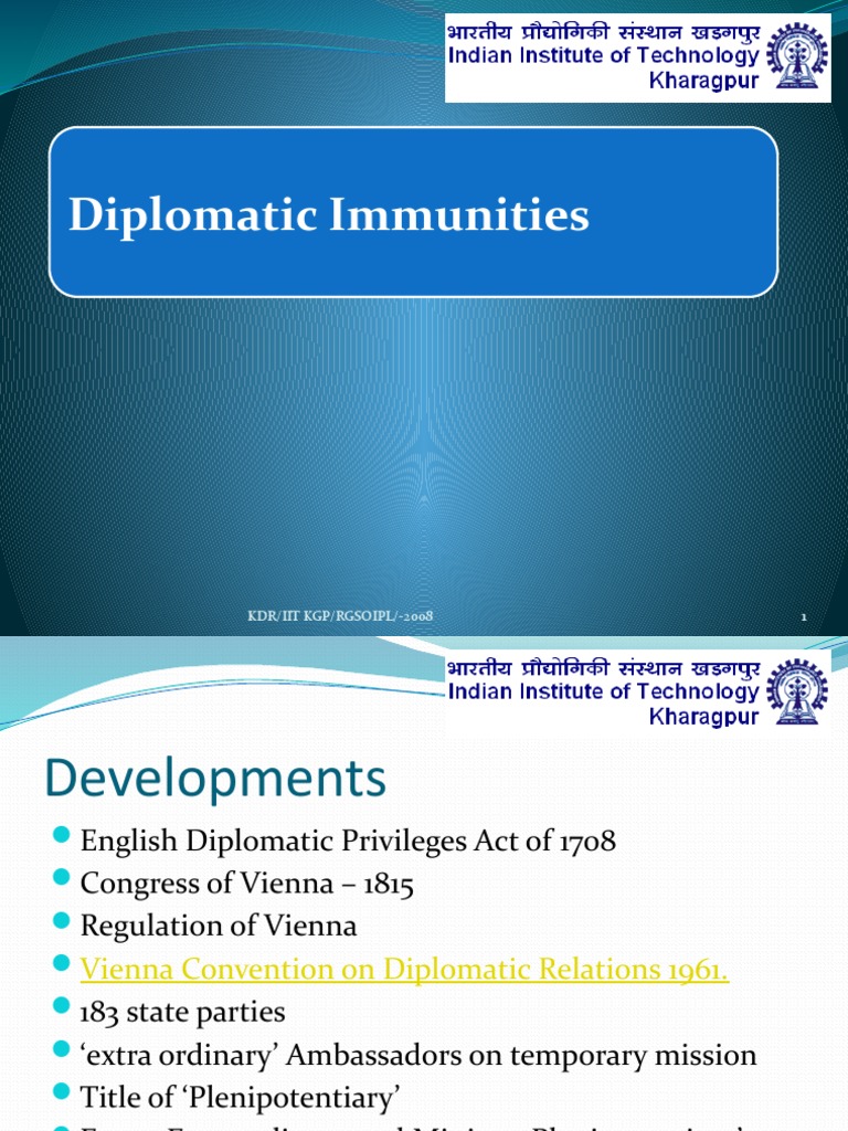 Diplomatic Immunities: 1 Kdr/Iit Kgp/Rgsoipl/-2008 | PDF | Consul ...