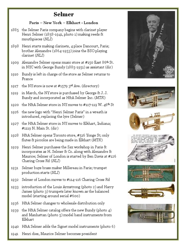 Selmer History | Download Free PDF | Aerophones | Musical Instruments