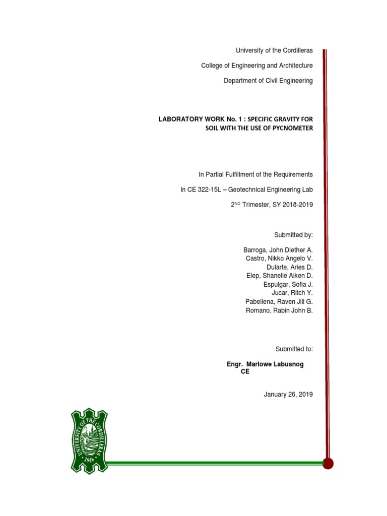 Group Laboratory Report 1 | PDF | Weight | Soil