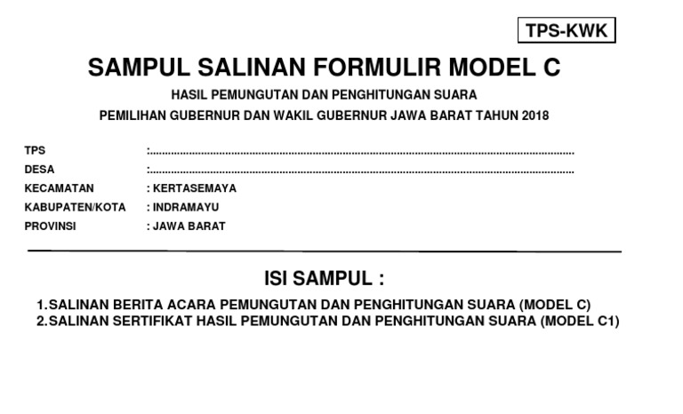 Sampul Salinan Model C Pemilu 2018 | PDF