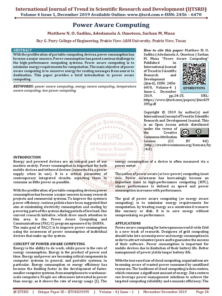 Power Aware Computing | PDF | Data Center | Cloud Computing