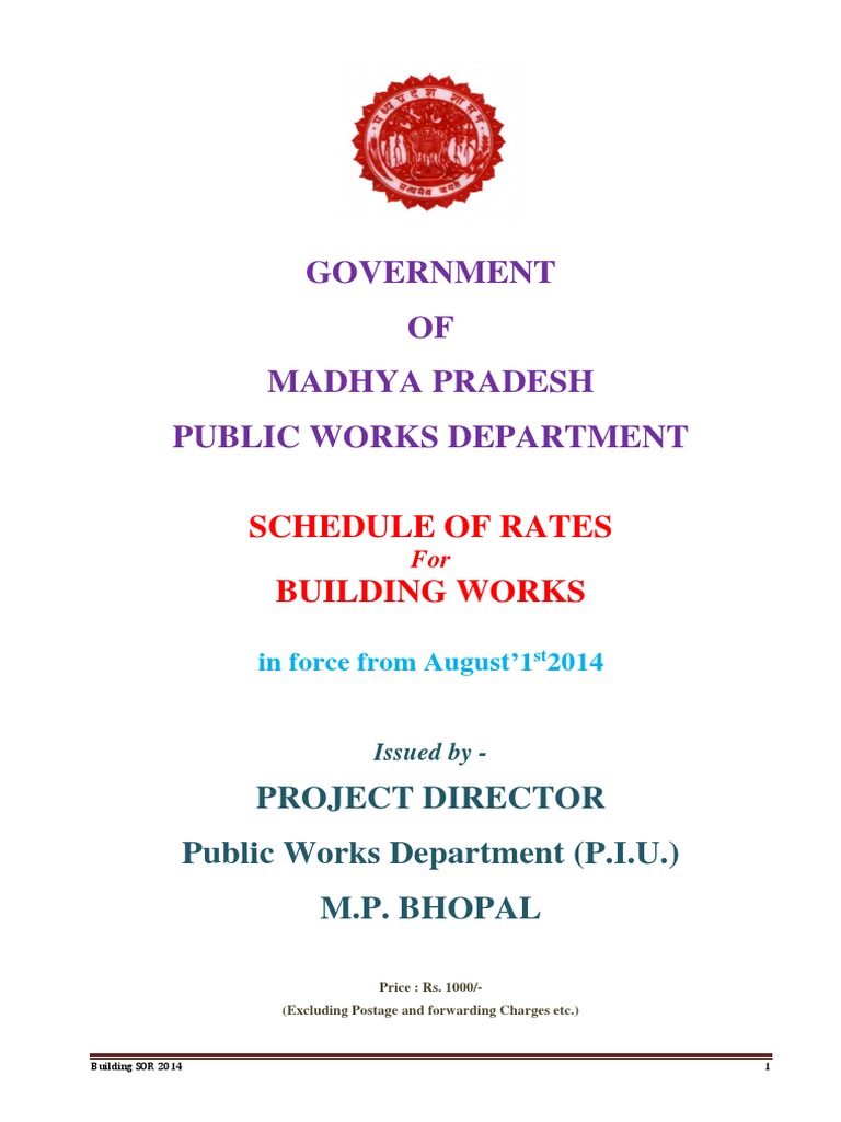 PWD Building SOR 1st August 2014 UPDATED | PDF | Excavation ...