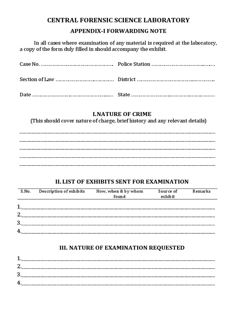 1.forwarding Note For CFSL | PDF | Arrest | Forensic Science