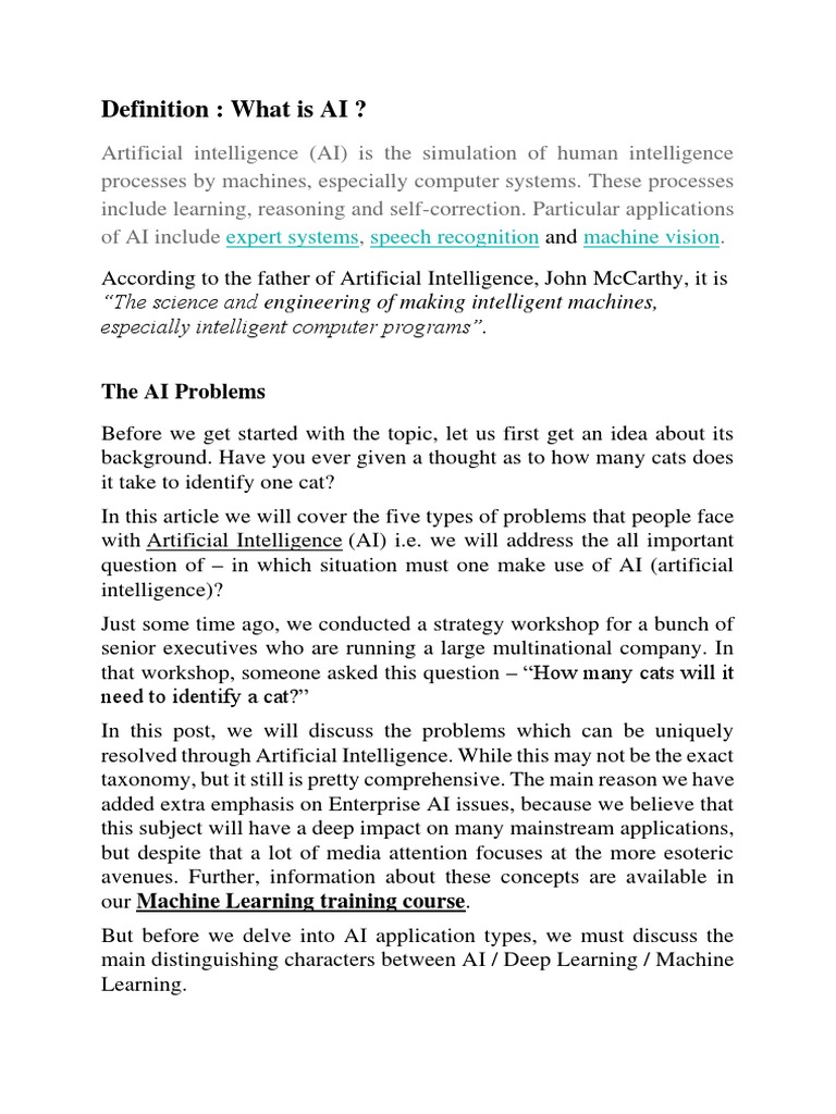 AI Chapter 1 | PDF | Artificial Intelligence | Intelligence (AI) & Semantics