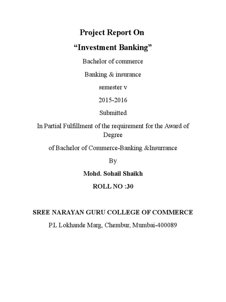 Sohail Copied Black Book Project | PDF | Investment Banking | Banks
