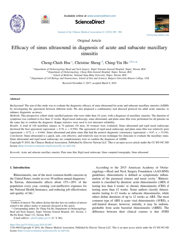 Efficacy of Sinusitis Ultrasound | PDF | Medical Diagnosis | Health Care