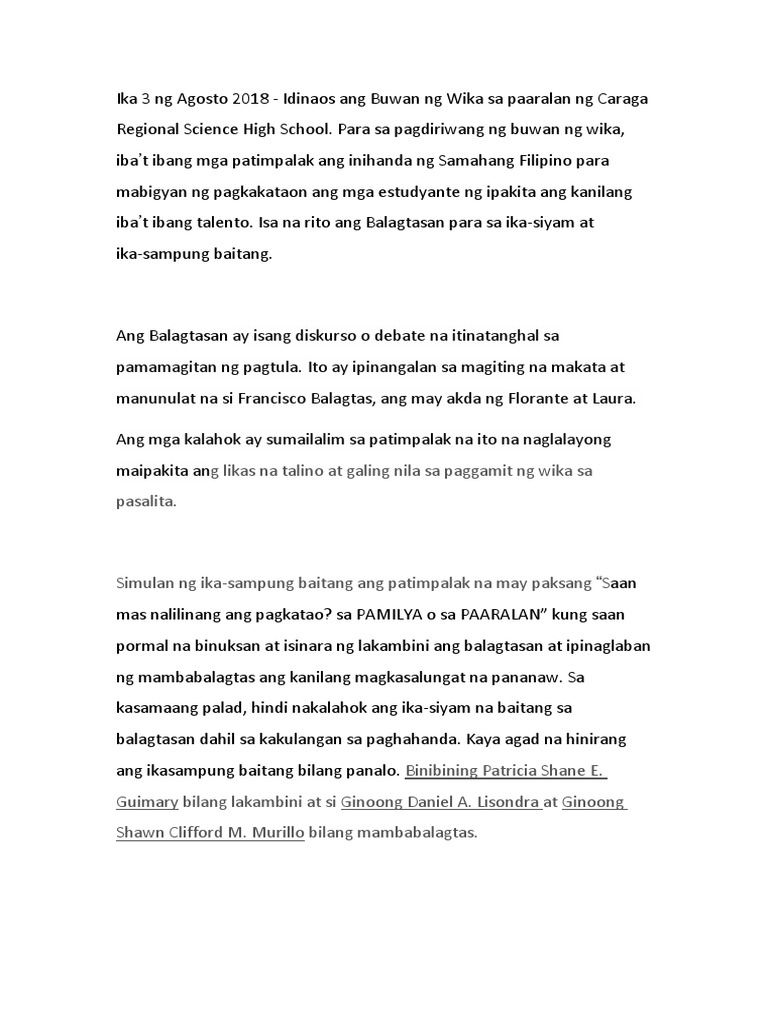 Filipino Narrative Report | PDF