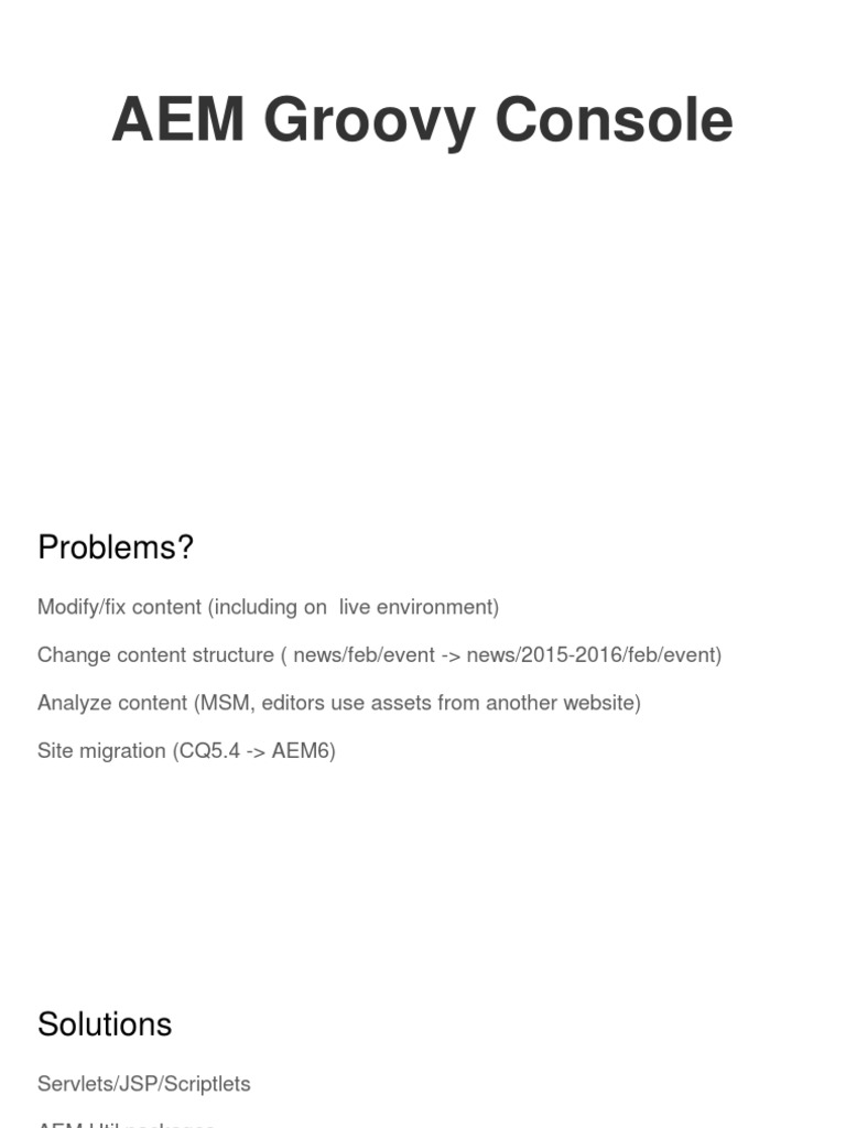 Aem Groovy Console Pdf Application Programming Interface Information Technology Management