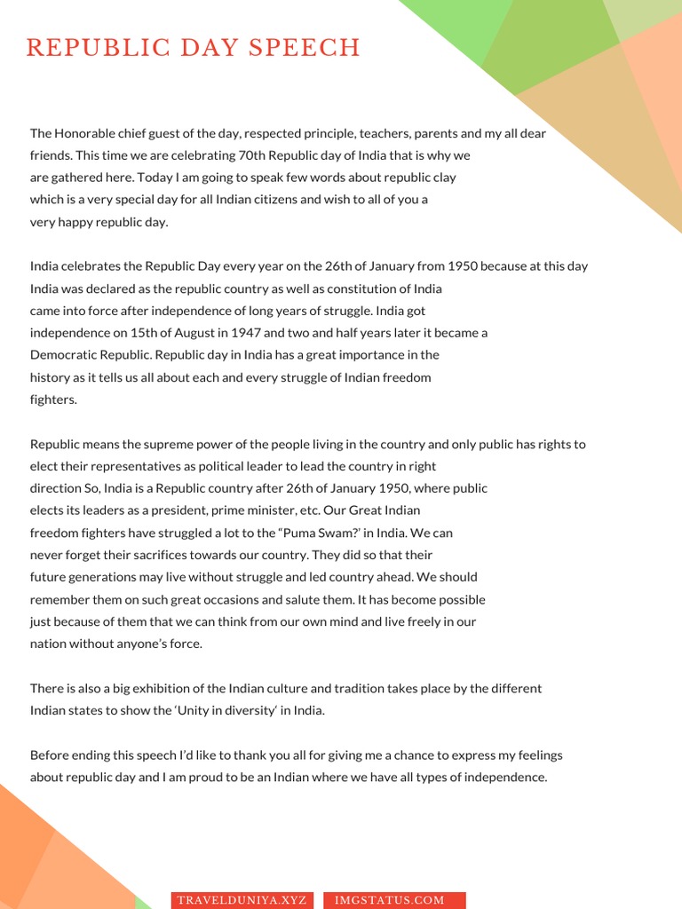 Republic Day Speech in English | PDF