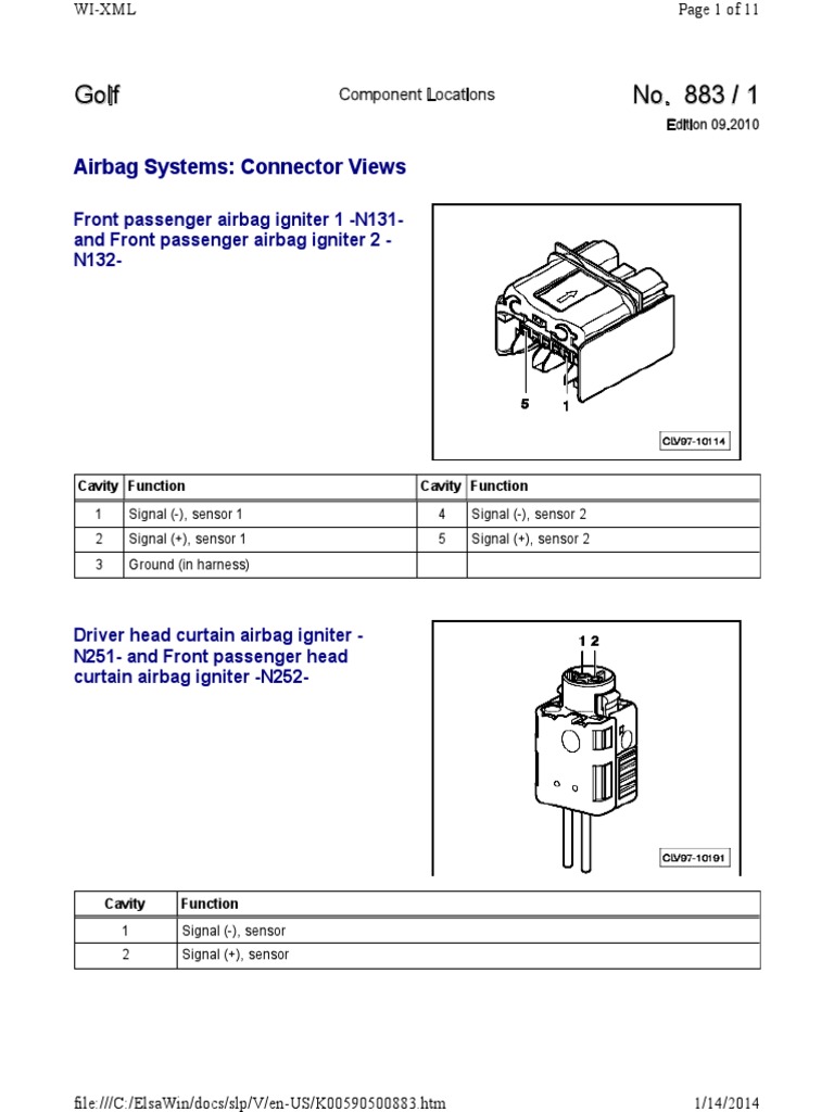 MK6 Golf GTI Wiring Diagrams & Component Locations | PDF | Airbag ...