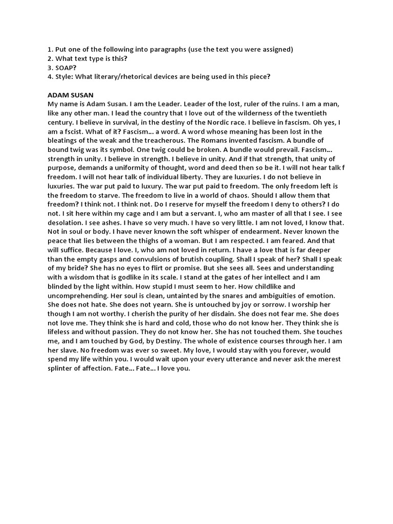 Adam Susan Monologue | PDF | Liberty