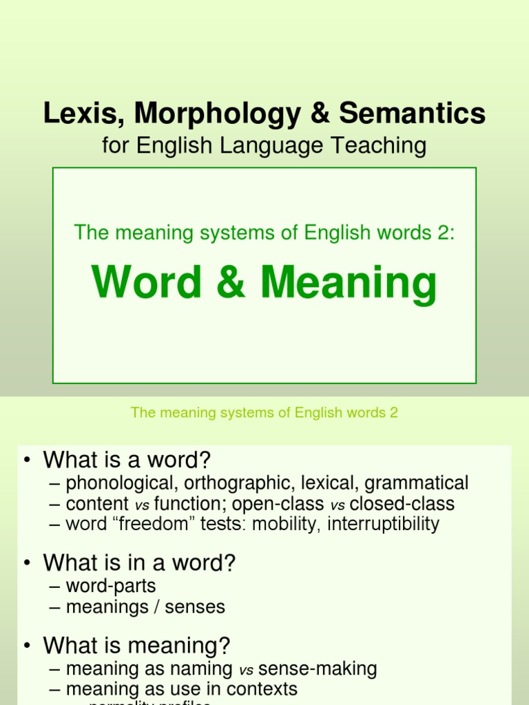 Lexis and Morphology | PDF | Word | Morphology (Linguistics)