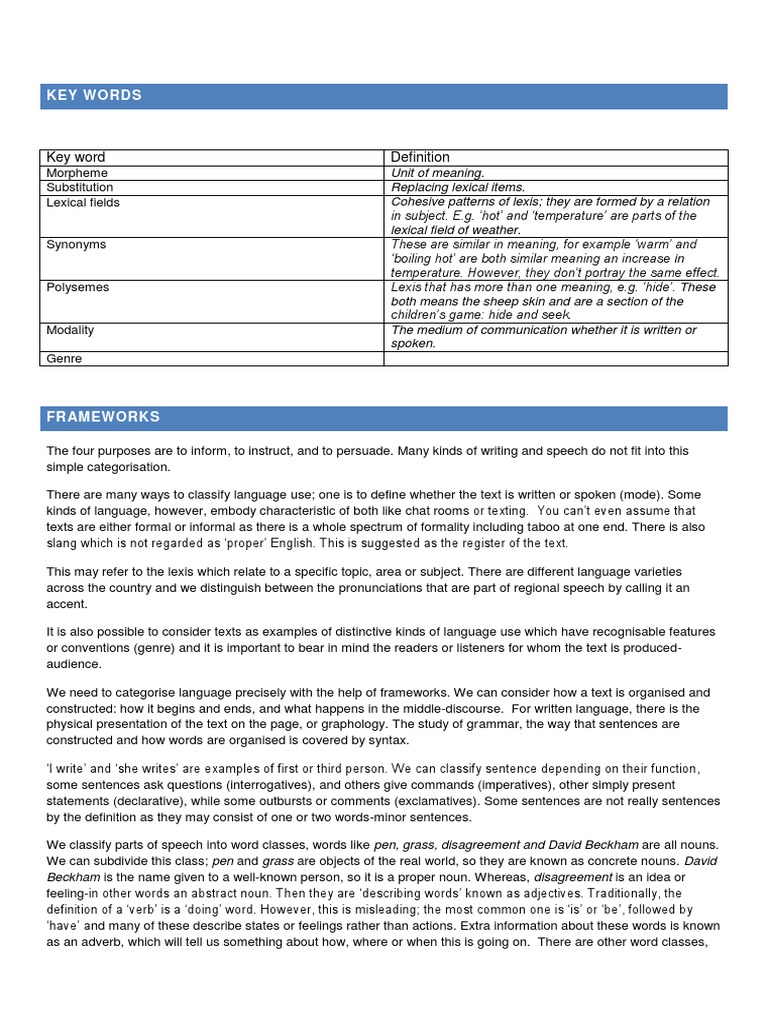 A Level Revision Notes | PDF | Clause | Verb