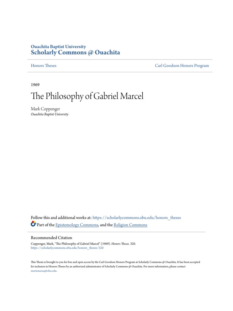 The Philosophy of Gabriel Marcel PDF | PDF | Existentialism | Faith