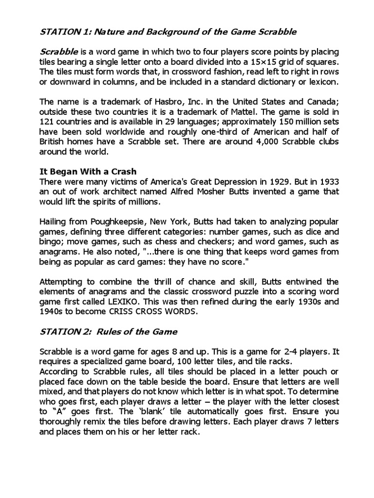 Scrabble Instructions To Beginners | PDF | Gaming | Games Of Mental Skill