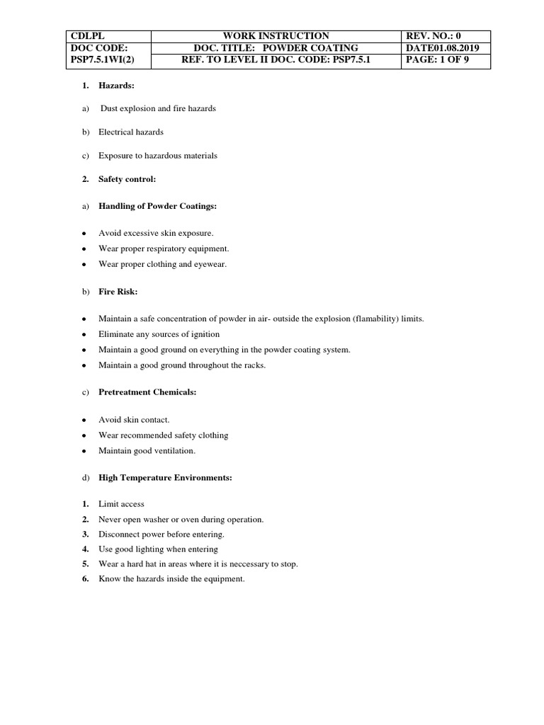 Powder Coating Safety and Process Guide | PDF | Paint | Extrusion