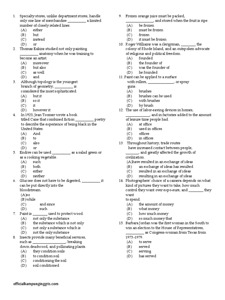Toefl Exercise Structure Pre Level | PDF | Hobbies | Nature