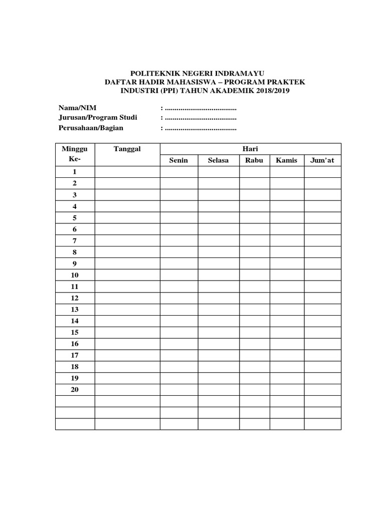 Form Absensi, Penilaian Magang, Seminar & Rekapitulasi-1 | PDF | Bisnis ...