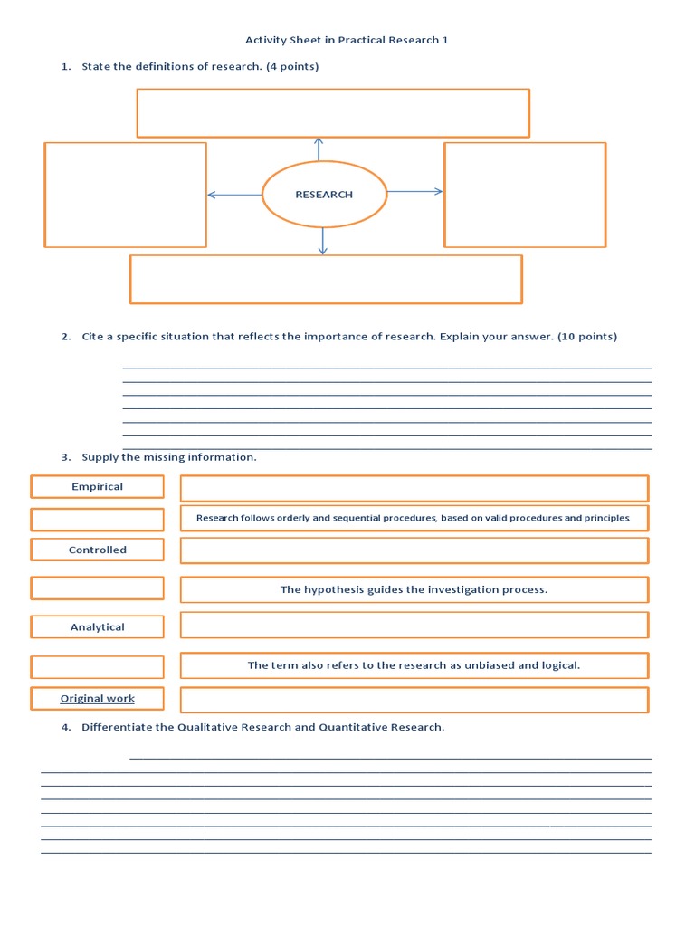 Activity Sheet in Practical Research 1 | PDF | Career & Growth | Business