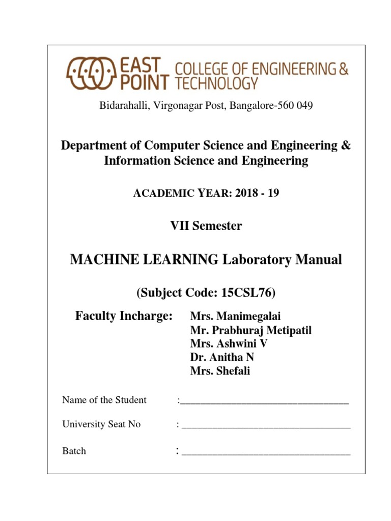 Machine Learning Manual | PDF | Artificial Neural Network | Machine ...