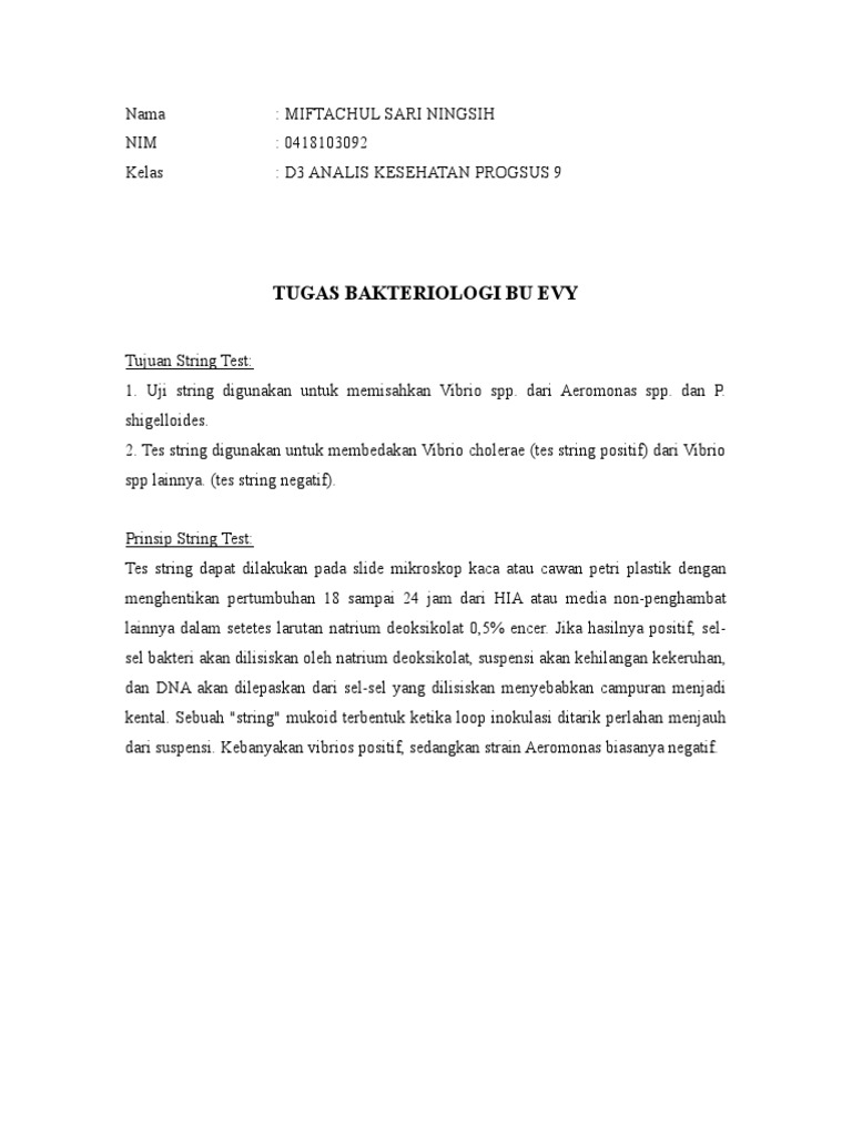 Tujuan Dan Prinsip String Test | PDF