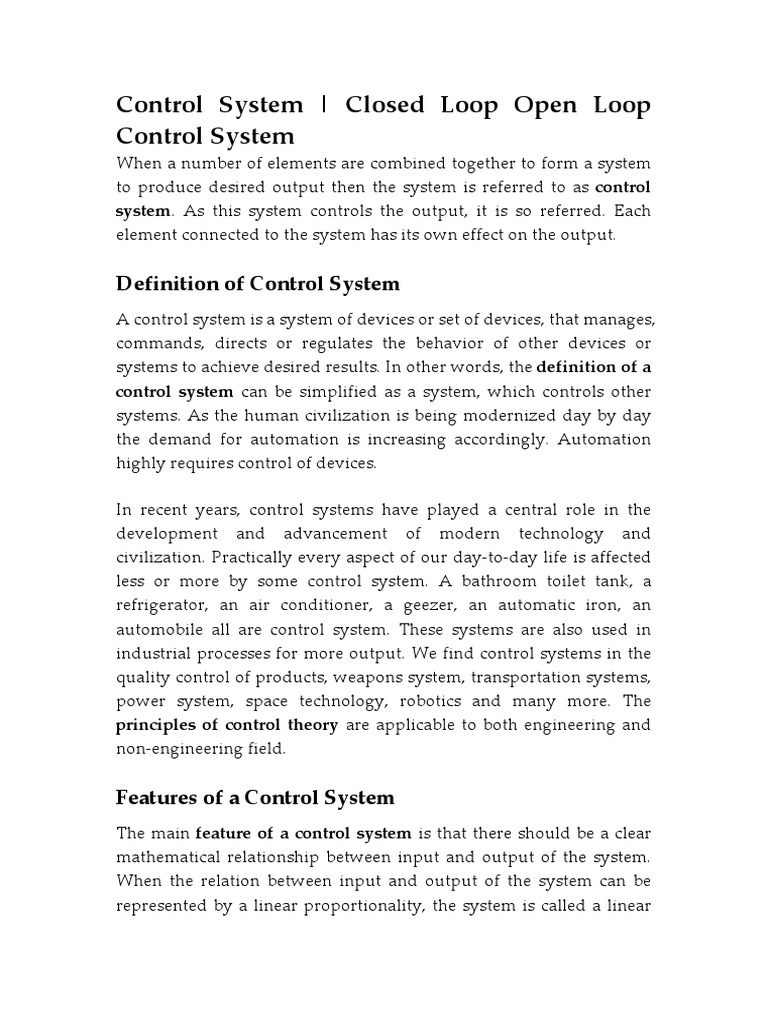 Control System NOTES | PDF | Control Theory | Control System