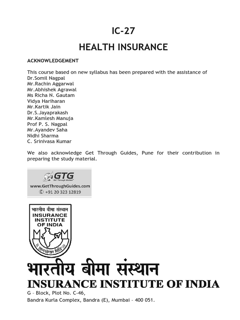 IC-27 Health PDF | PDF | Insurance | Health Care