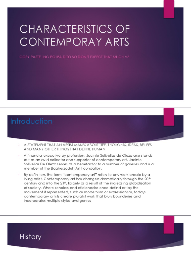 Characteristics of Contemporay Arts | PDF | Contemporary Art | Modern Art
