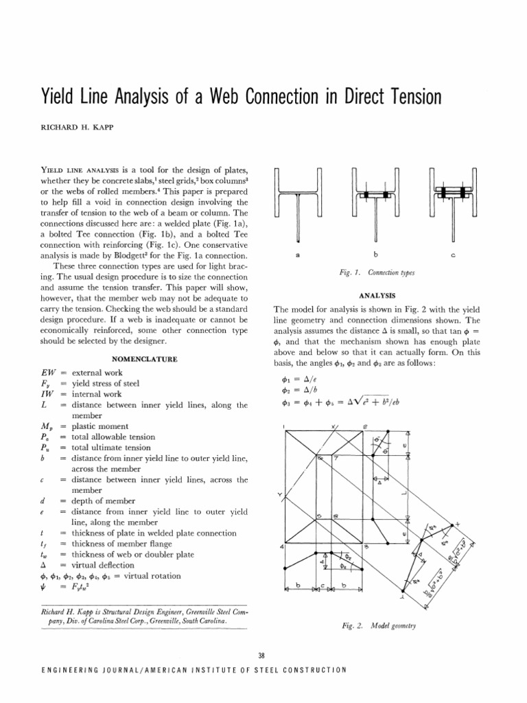 Yield Line Analysis Of A Web Connection In Direct Tension Pdf Civil Engineering Applied