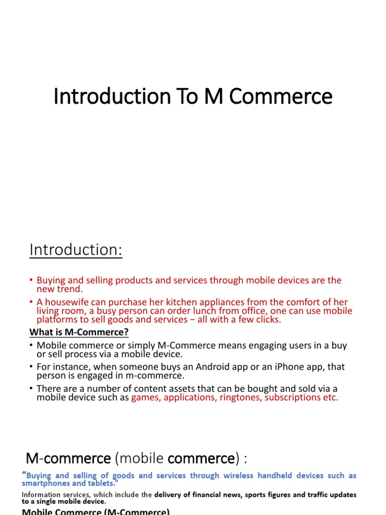 Introduction To M Commerce | PDF | E Commerce | Mobile Phones