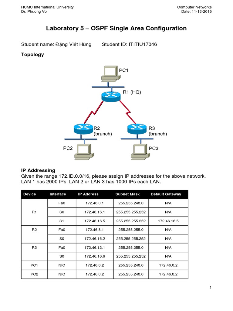 OSPF Configuration Lab Guide | PDF | Router (Computing) | Ip Address
