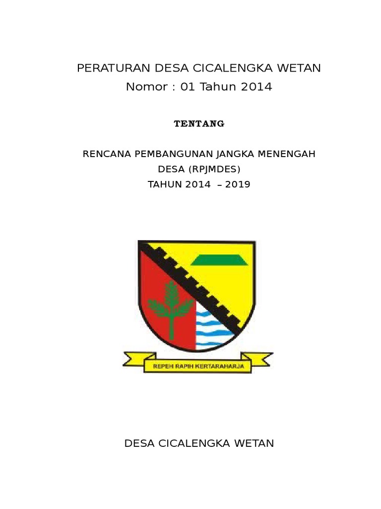 COVER. Rancangan Perdes RPJM Desa | PDF