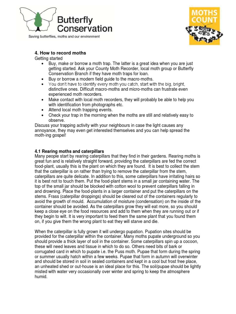 Moth Recorders Handbook Guide To Recording Moths and Submitting Records ...